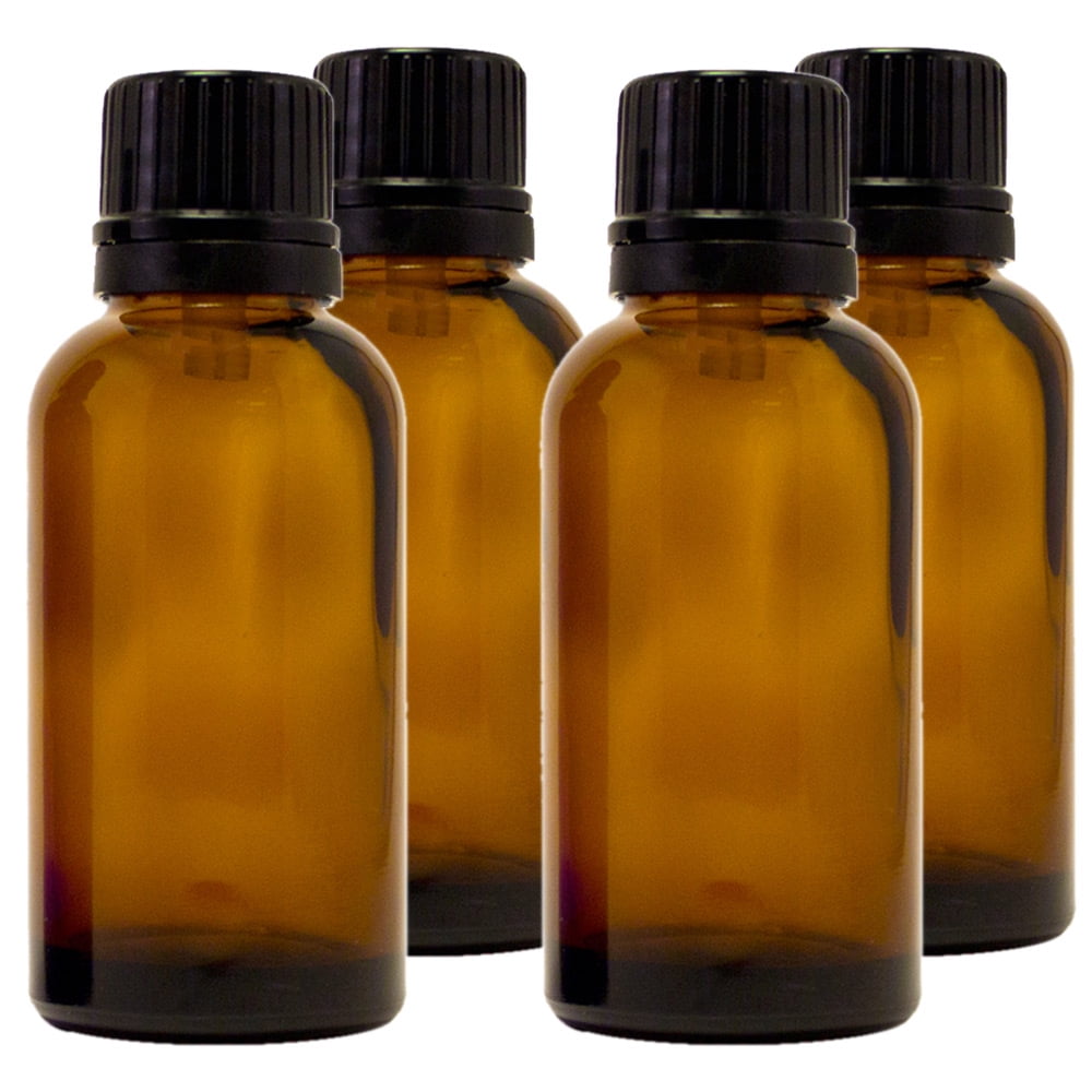 Amber Glass Bottle - 30 ml (1 fl oz) w/ Euro Dropper & Tamper-Evident ...