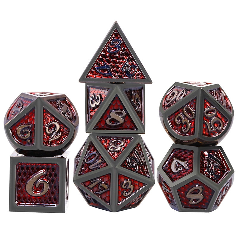 7 piece metal dice set Many styles in stock Royal blue and silver metal ...