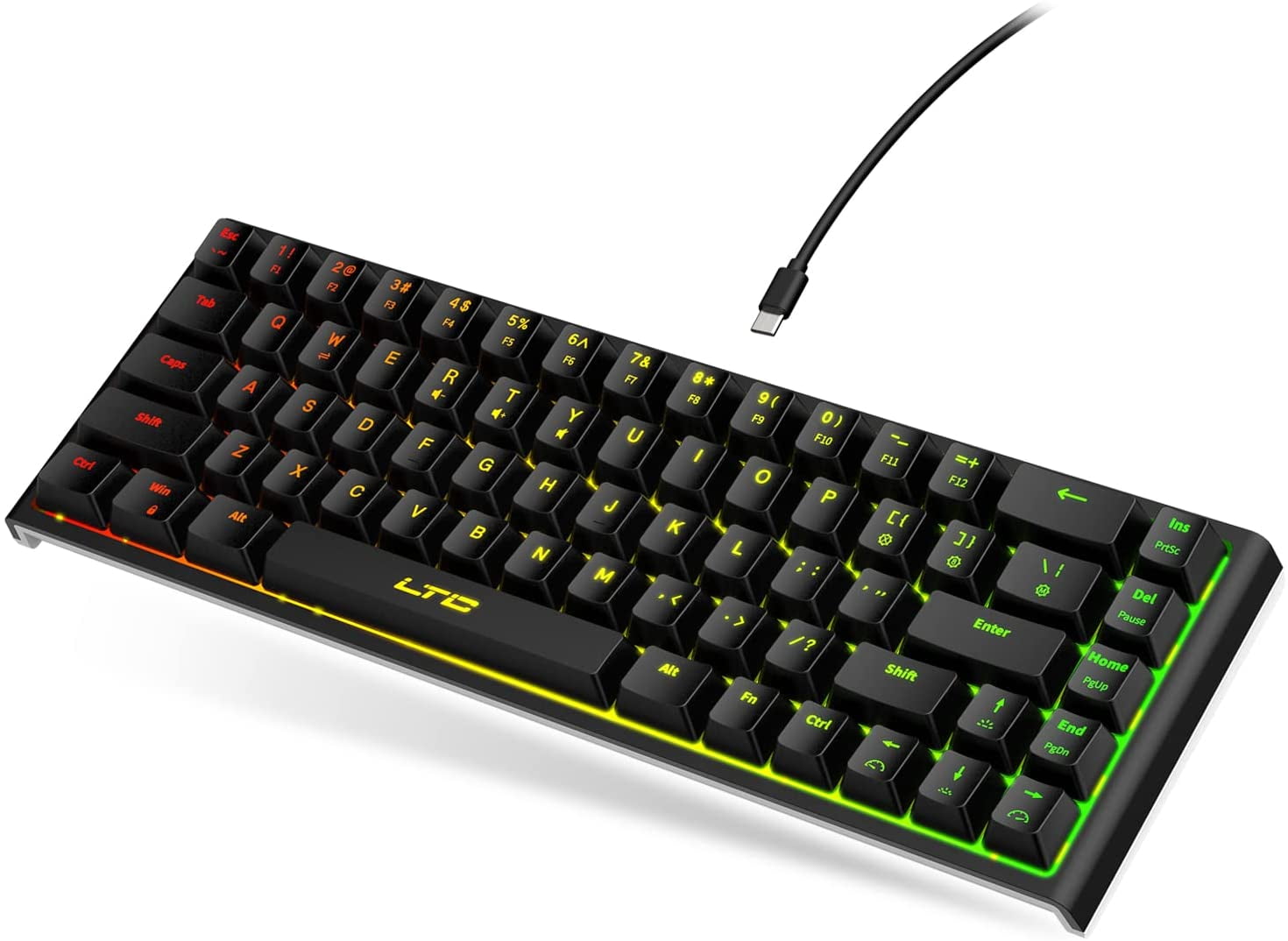 LTC MK681 Wired 68 Keys Membrane Keyboard, RGB Backlit Ultra-Compact 65 ...