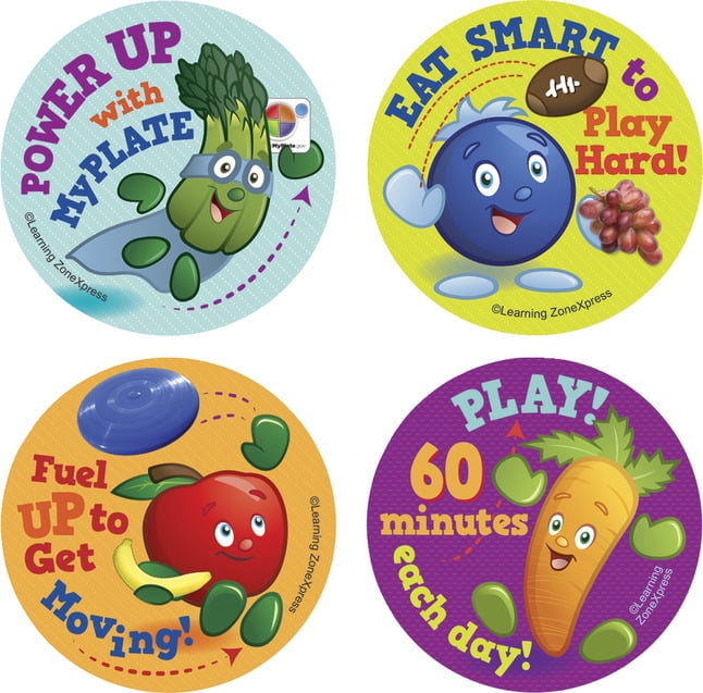 Visualz Active Kids MyPlate Stickers, 4 Designs, Roll of 200 - Walmart.com