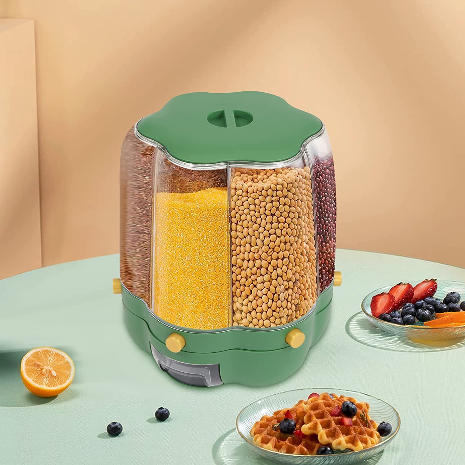 SHZICMY 360° Rotatable 6-Grid Grain Storage Tank for Granular Grains or ...