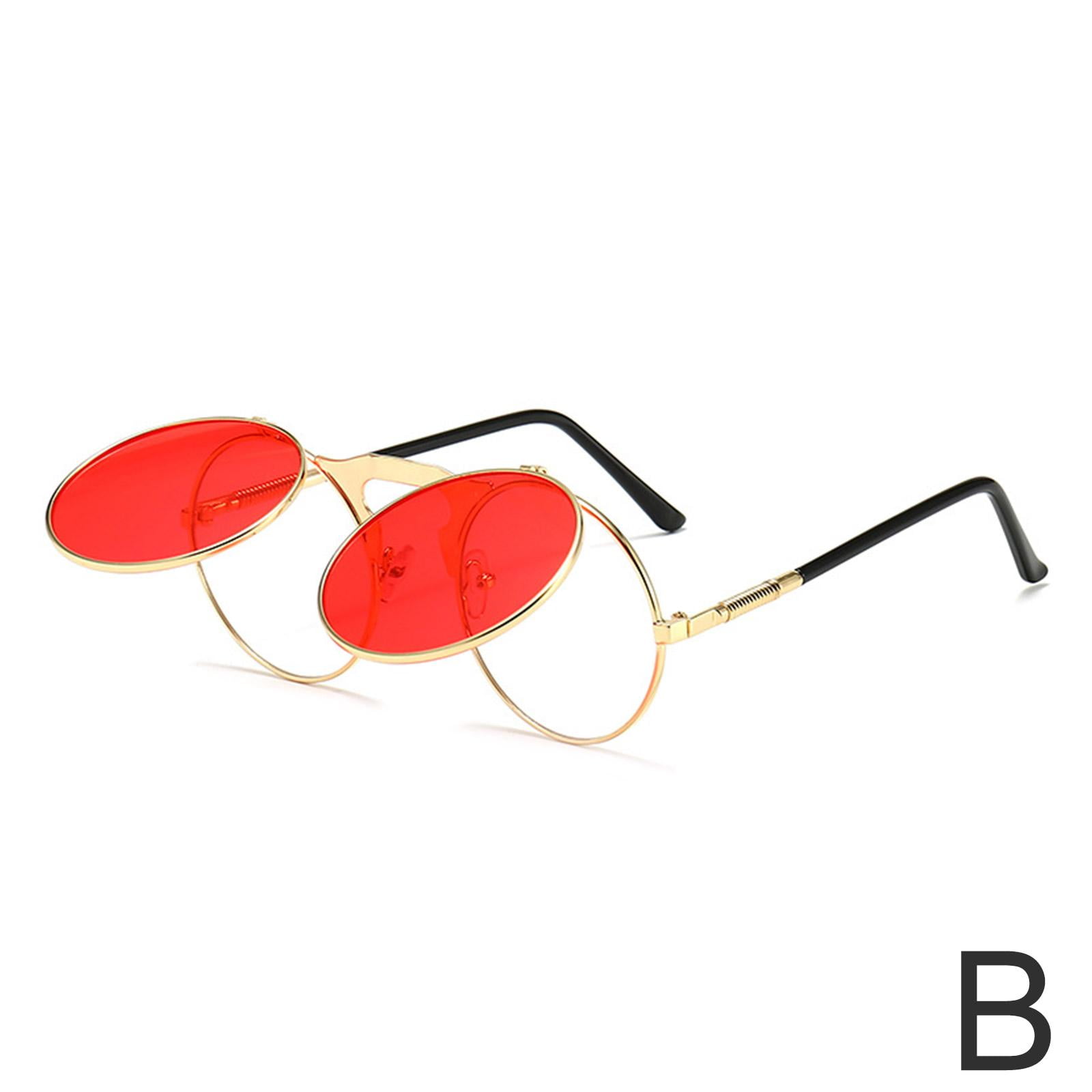 Round Flip Up Sunglassesvintage Flip Up Shadesvintage Circle Sun Glasses Eyewear For Men Women
