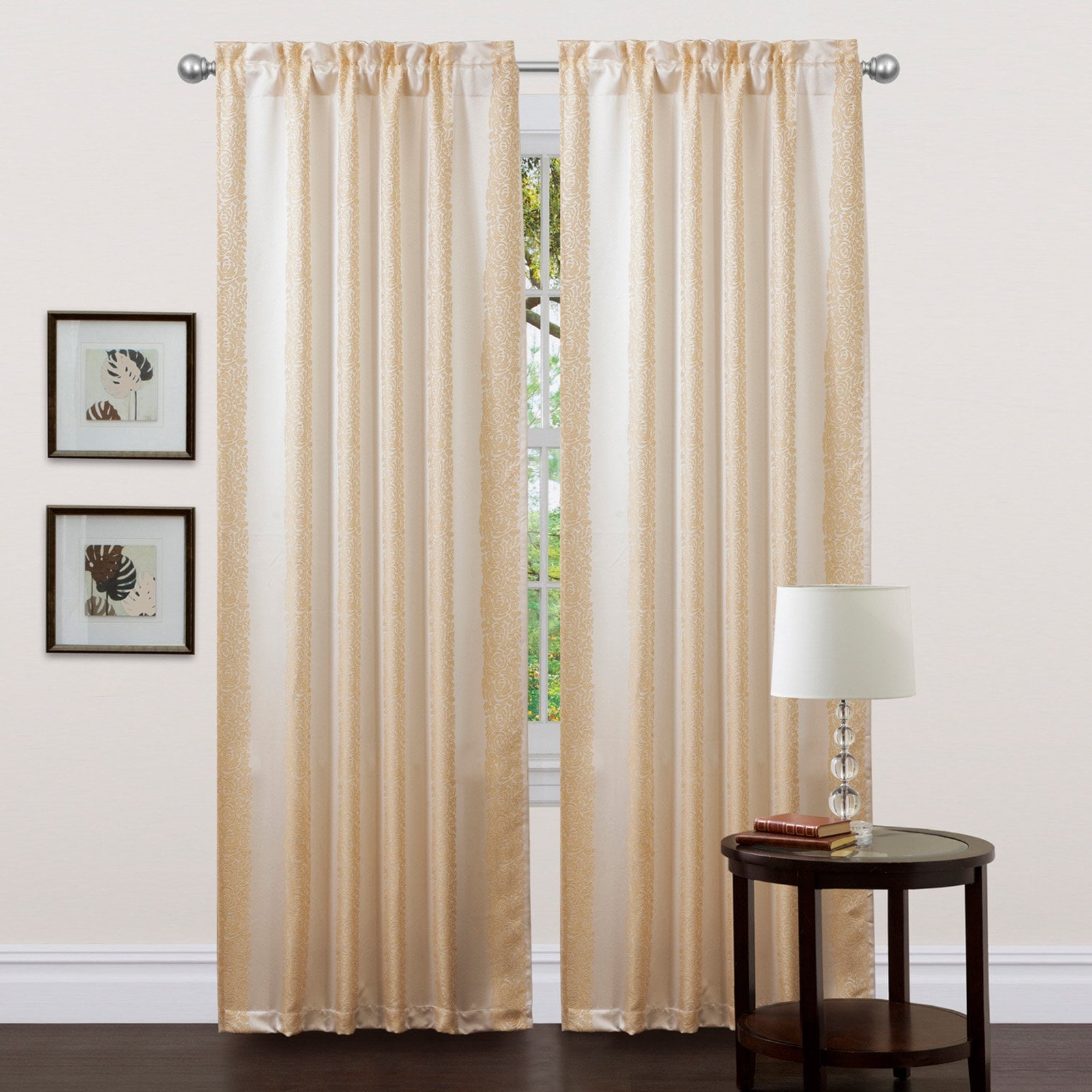 Lush Decor Rose Lane Beige Window Curtains, Set of 2, 38" x 84 ...