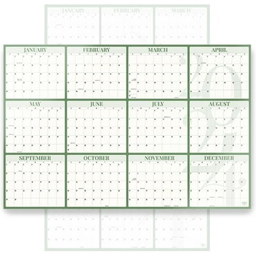 XLarge Yearly Wet & Dry Erase Blank Reusable Undated Wall Calendar ...