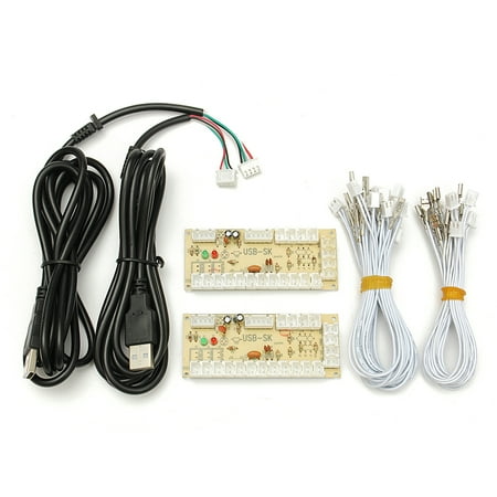 Delay USB Encoder PC to 2pin Joystick + Happ Button 4.8mm wires For ...