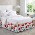 Queen Bed Skirt 16 Inch Drop, Country Blue Red Flowers Leaves Easy Fit ...