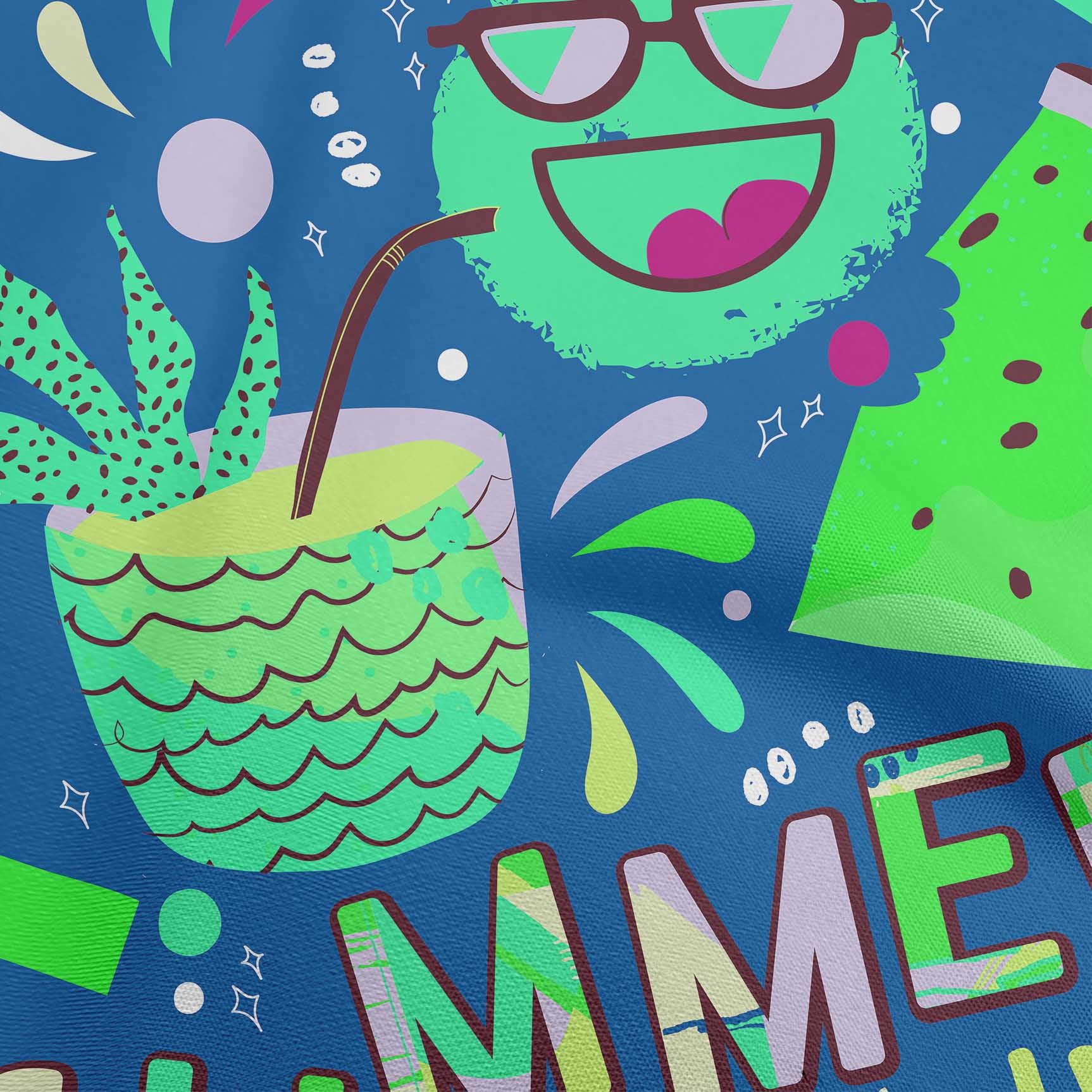 oneOone Silk Tabby Blue Fabric Tropical Summer Sewing Material Print ...