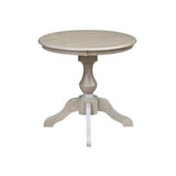 Solid Wood 30" x 30" Round Pedestal Dining Table in Washed Gray Taupe ...