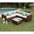 COSIEST 4-Piece Outdoor Patio Furniture Brown Wicker Frame Sectional ...