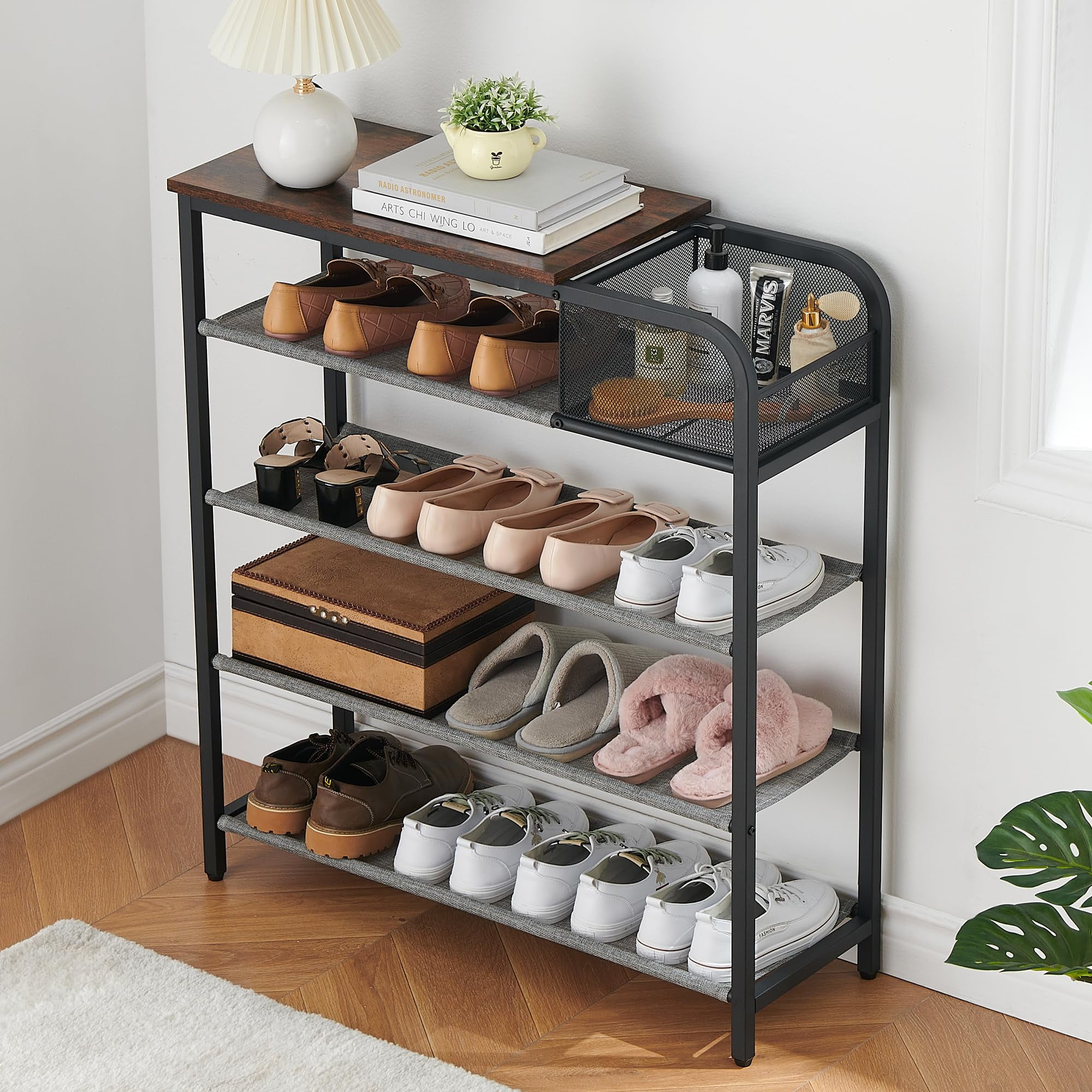 DSstyles Shoe Rack, 5 Tier Shoe Storage Organizer with Mesh Storage ...