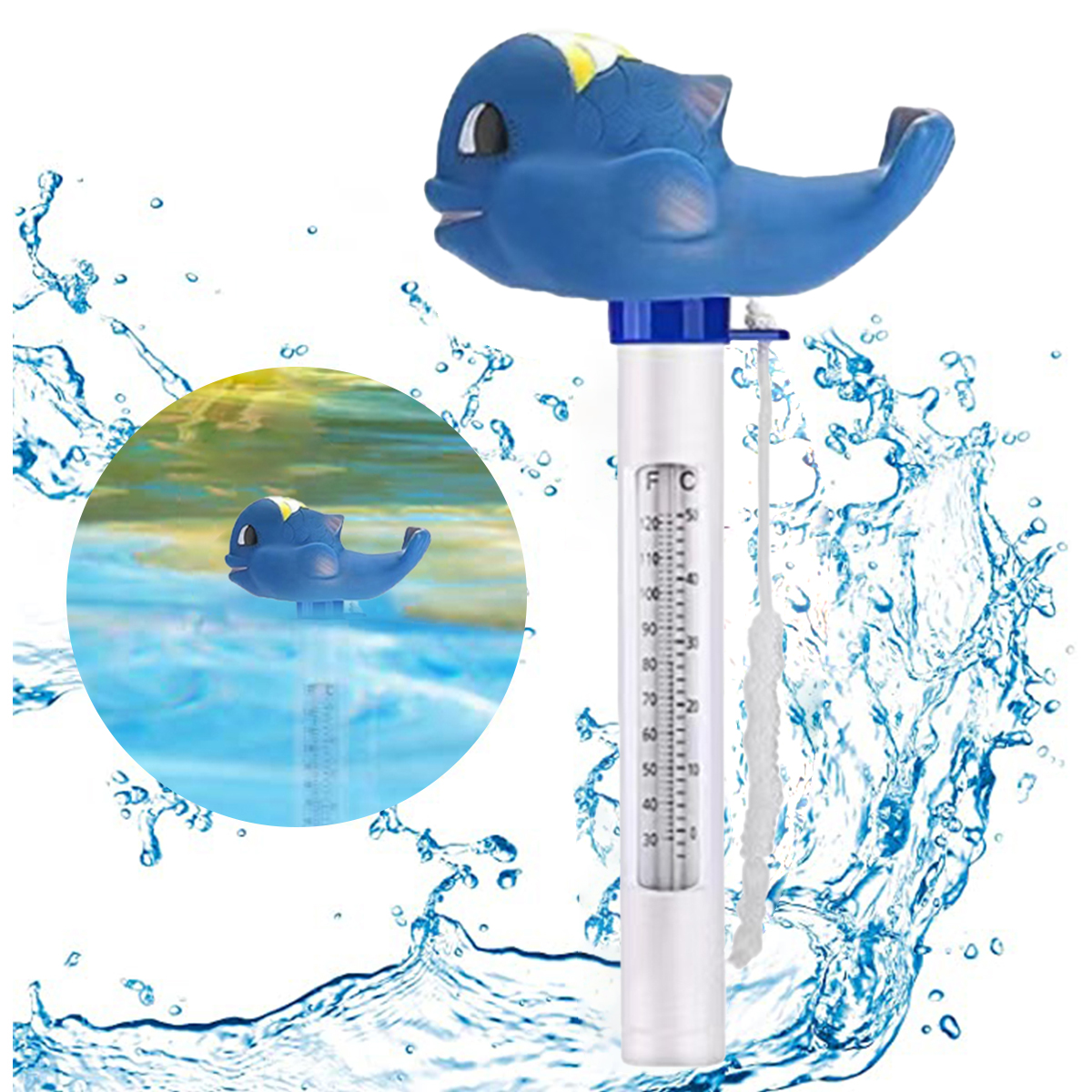 Pool Thermometer Floating Buoy Pool Thermometer with Large EZ Read ...