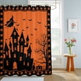 Bathroom Shower Curtain Halloween Haunted Castle Pumpkin Dead Trees ...