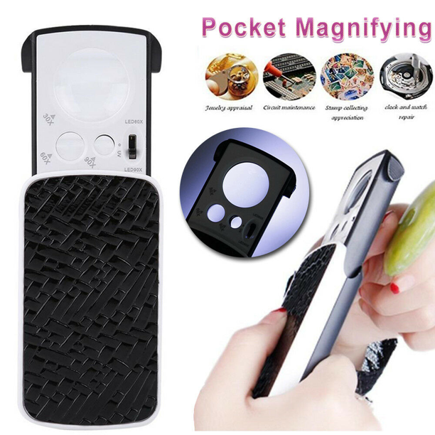 30X 60X 90X Pockets Magnifying Magnifier Jeweler Eye Glass Loupe Loop ...