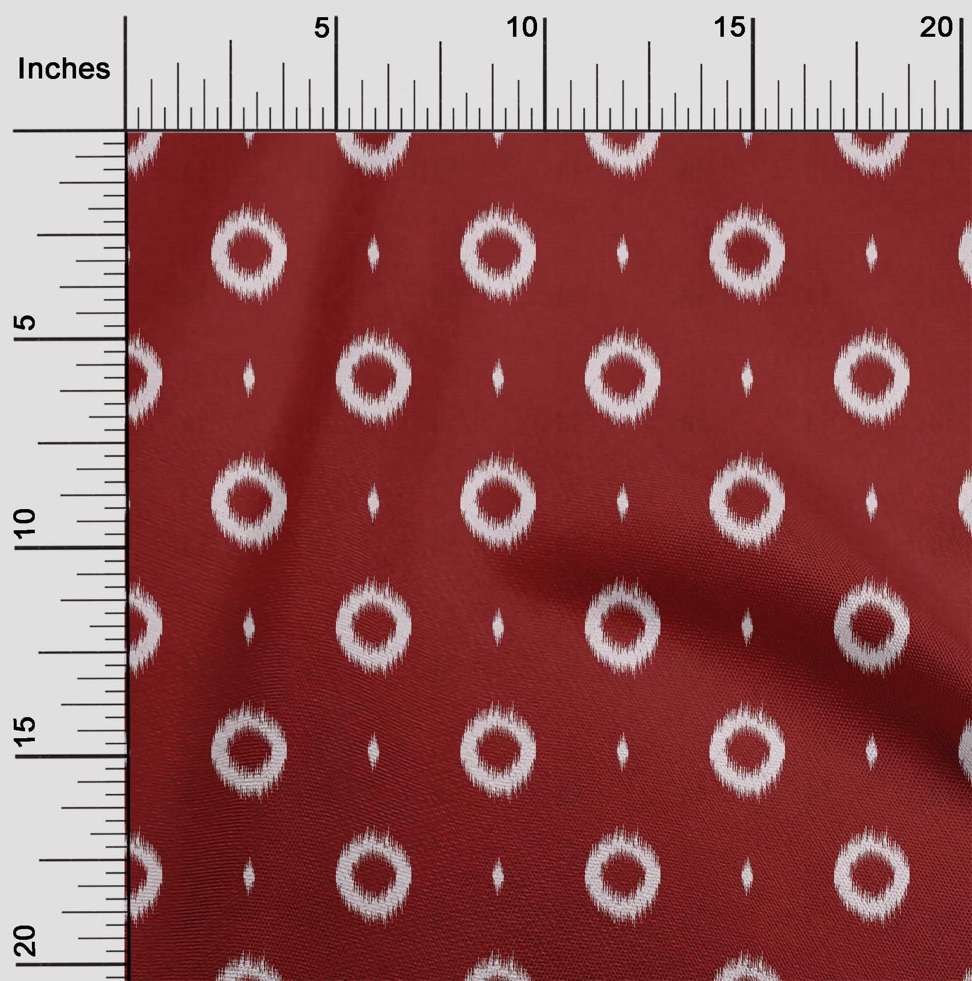 oneOone Silk Tabby Red Fabric Ikat Style Stripe Sewing Material Print ...