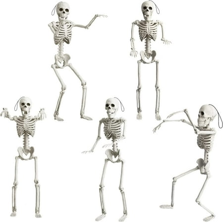 5 Pack 16" Small Skeleton Halloween Decor Full Body - Plastic Mini ...