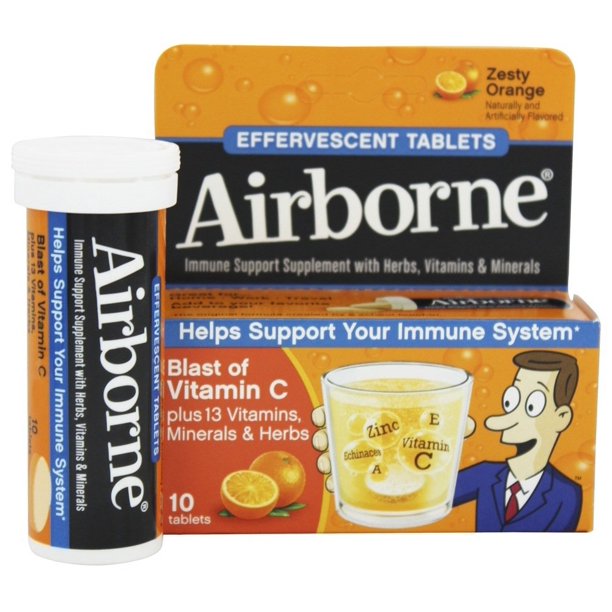 Airborne - Effervescent Health Formula Zesty Orange - 10 Tablets ...