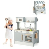 Costway 2-in-1 Kids Play Kitchen & Restaurant - Double-Sided Wooden Set ...
