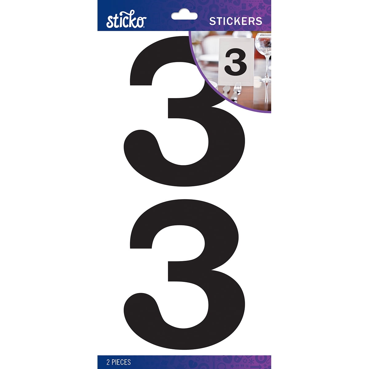 Sticko Basic Black Number Stickers-3 - Walmart.com