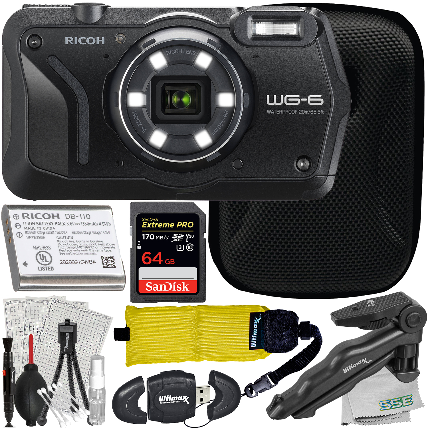 Ultimaxx Essential Bundle + Ricoh WG-6 Digital Camera (Black) + SanDisk ...