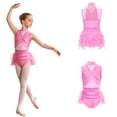Aislor Girls Sleeveless Rhinestone Feather Skirted Leotard Gymnastics ...