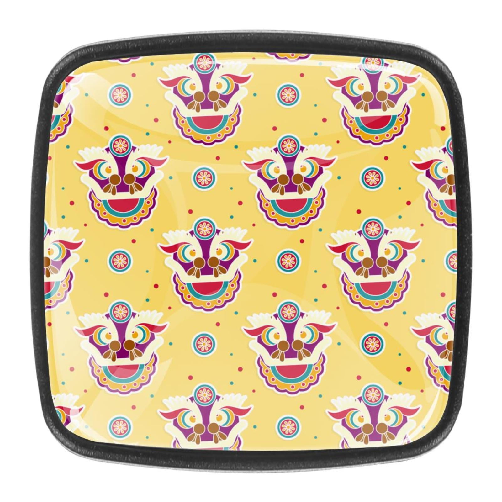 4 Pcs Square Cabinet Handle Cupboard Knob Drawer Pulls Handle Funny ...