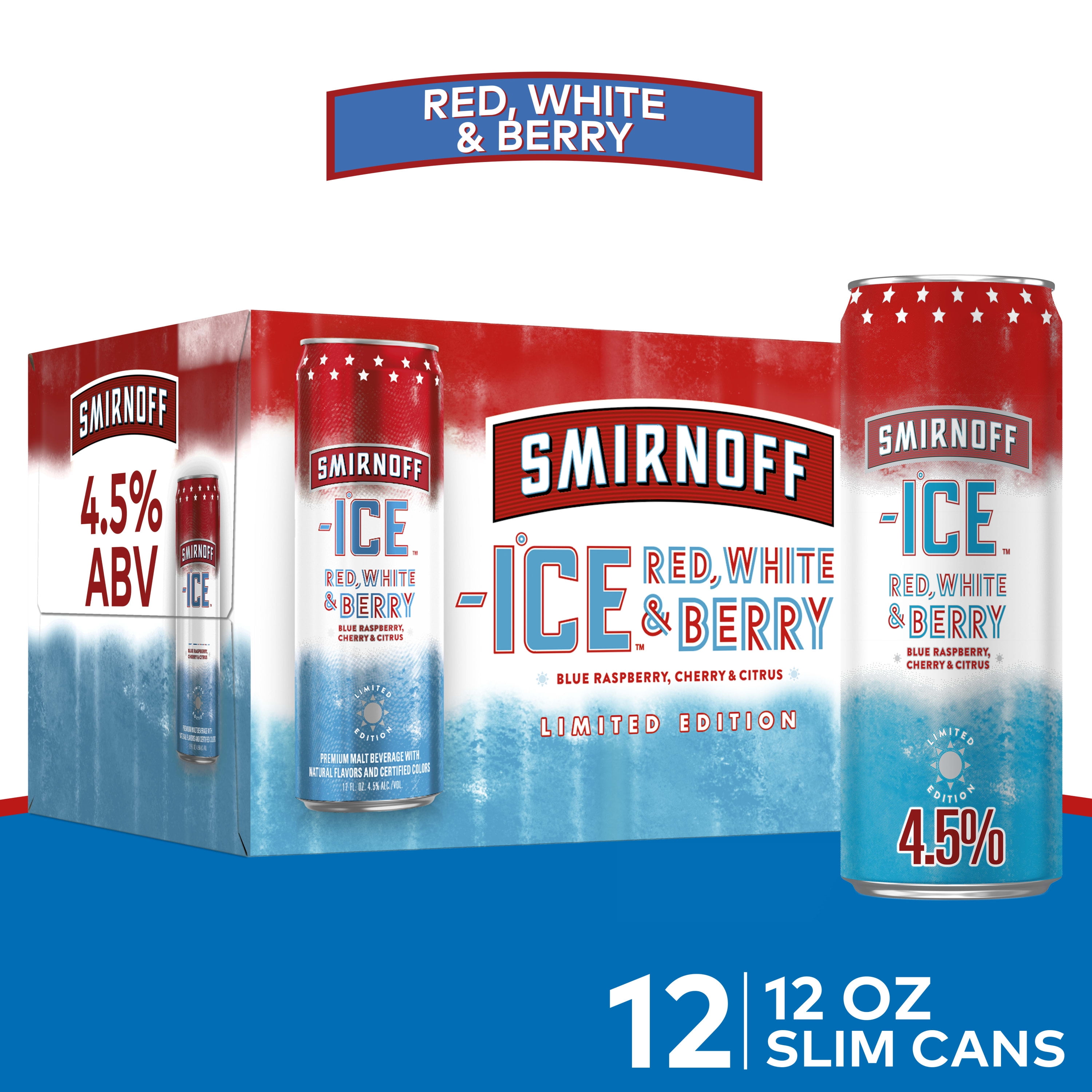 Smirnoff Ice Red, White, & Berry, 12pk 12oz Cans, 4.5% ABV - Walmart.com