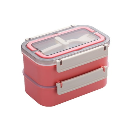 Lunch Box Double Layer With Compartments Food Storage Bento Kids Adults ...