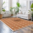 Brown Gingham 6'x9' Rug for Dining Room Table and Chair Setup, Modern ...