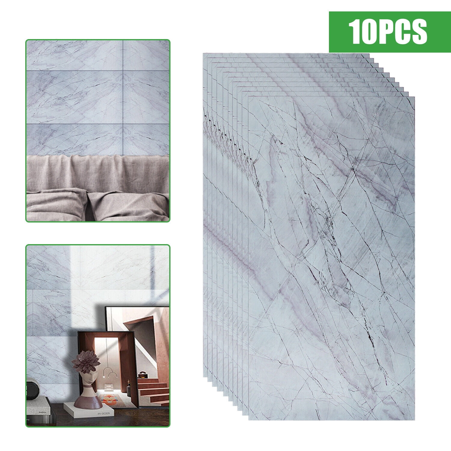 5/10/20Pcs 3D Marble Stone Tile Sticker Wall Paper Foam Panels Self ...