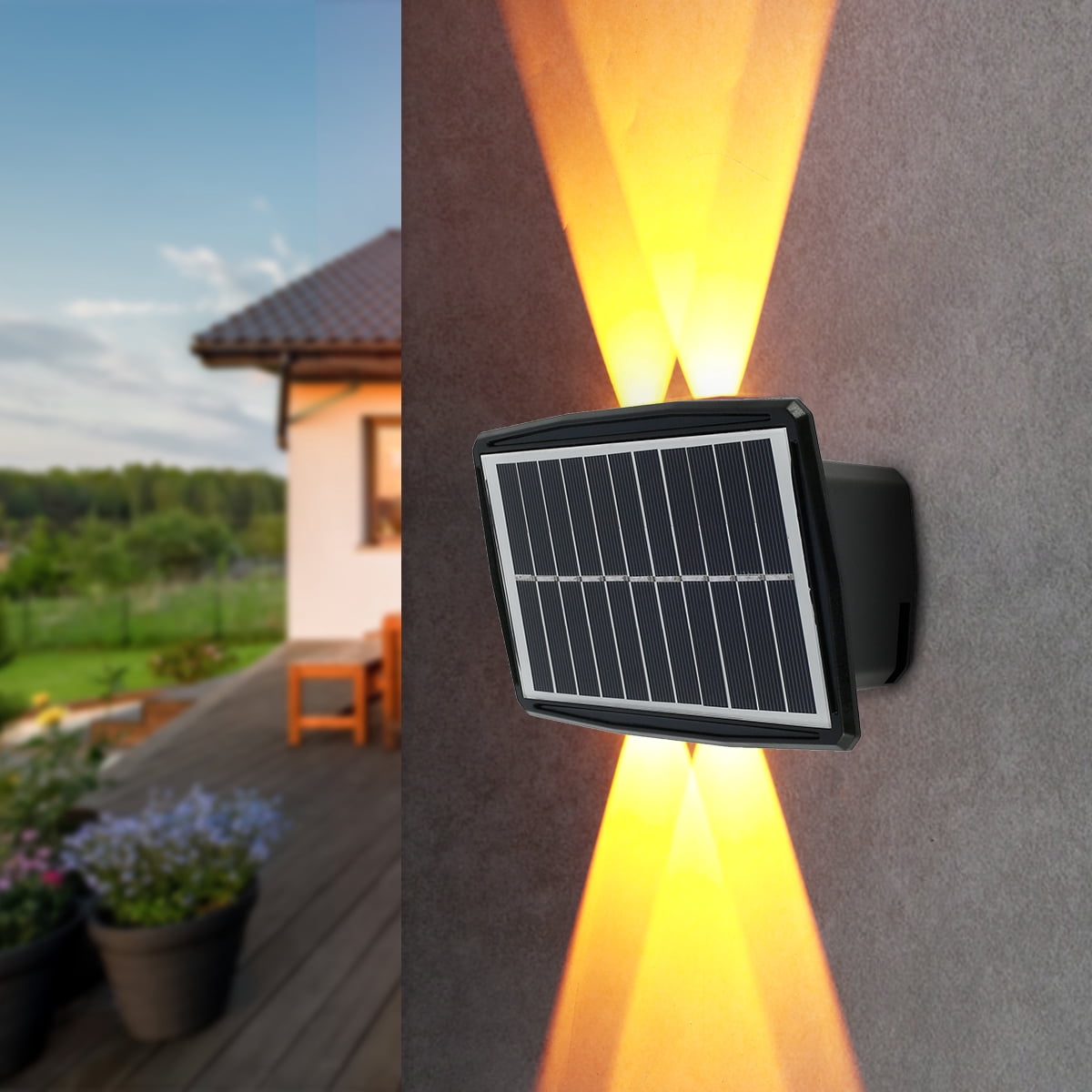 Relax love 4 LED Solar Wall Light Glow Up and Down IP65 Waterproof ...