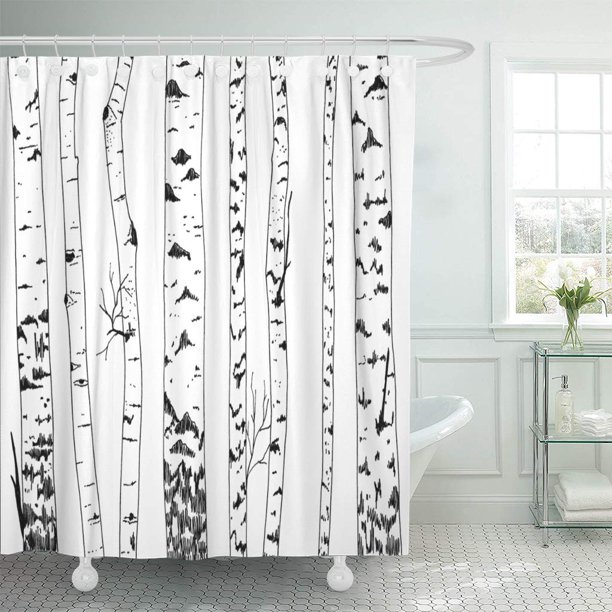 KSADK Birch Birches Repeated Border Hand Drawn Trees Bark Forest ...