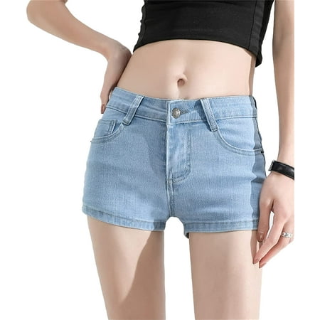 Low Waist Jean Shorts for Women Casual Washed Cut Off Denim Short Pants ...