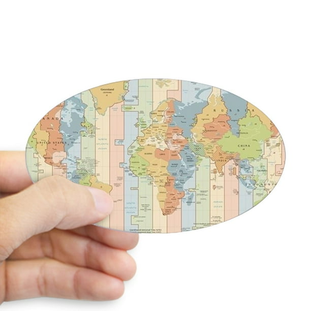 CafePress - World Time Zone Map Sticker - Sticker (Oval) - Walmart.com ...