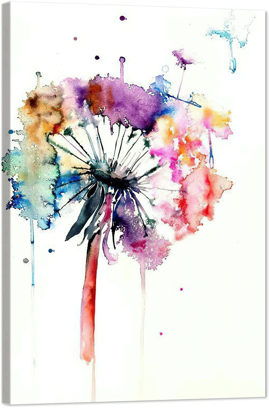 Dandelion Canvas Wall Art Watercolor Painting Floral Print Picture ...