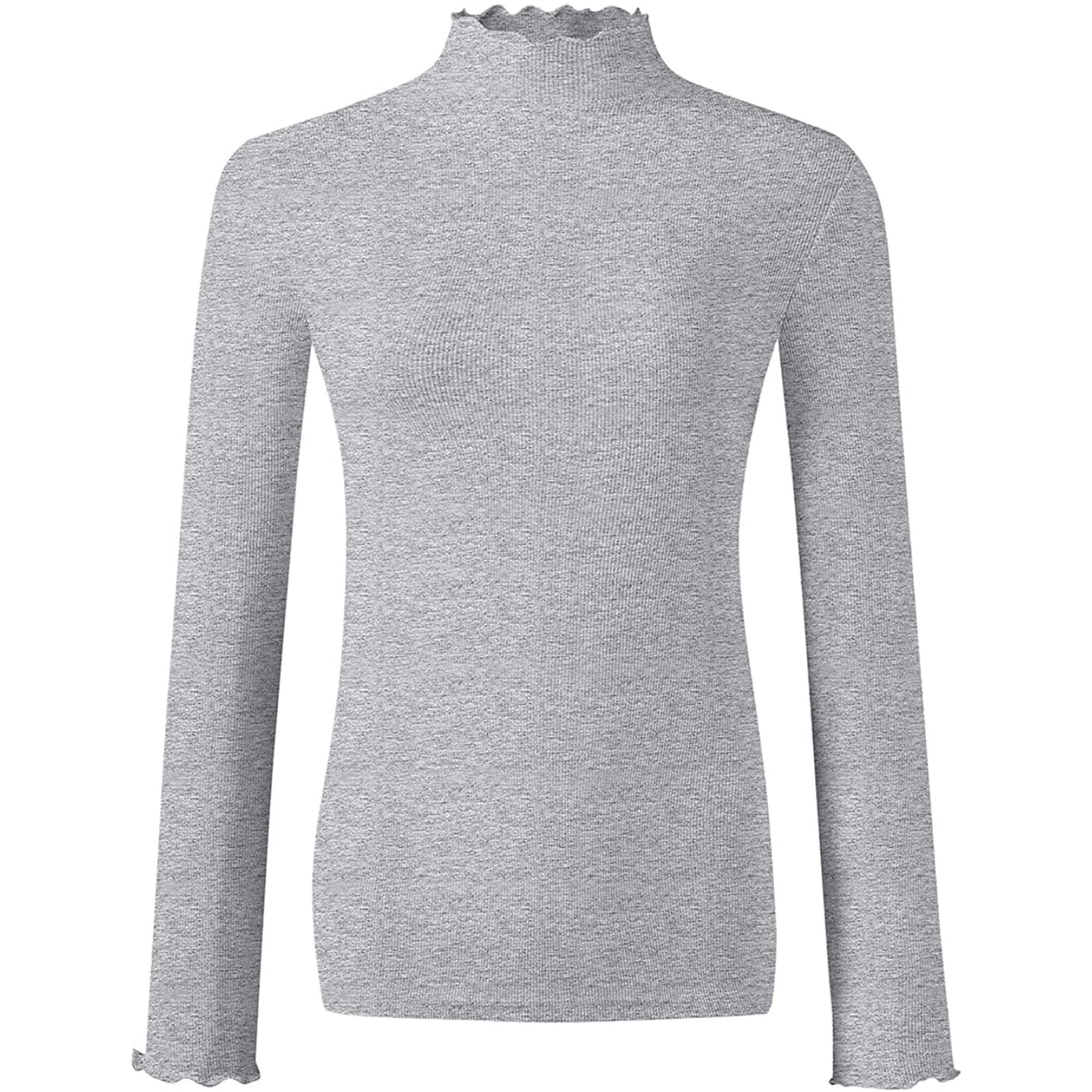 Click here for Geecy Lightweight Ruffle Mock Neck Tops Ribbed Let... prices