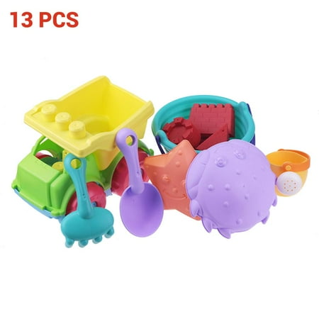 QualitChoice 13 Pcs Kids Beach Sand Toys Set Colorful Castle Bucket ...