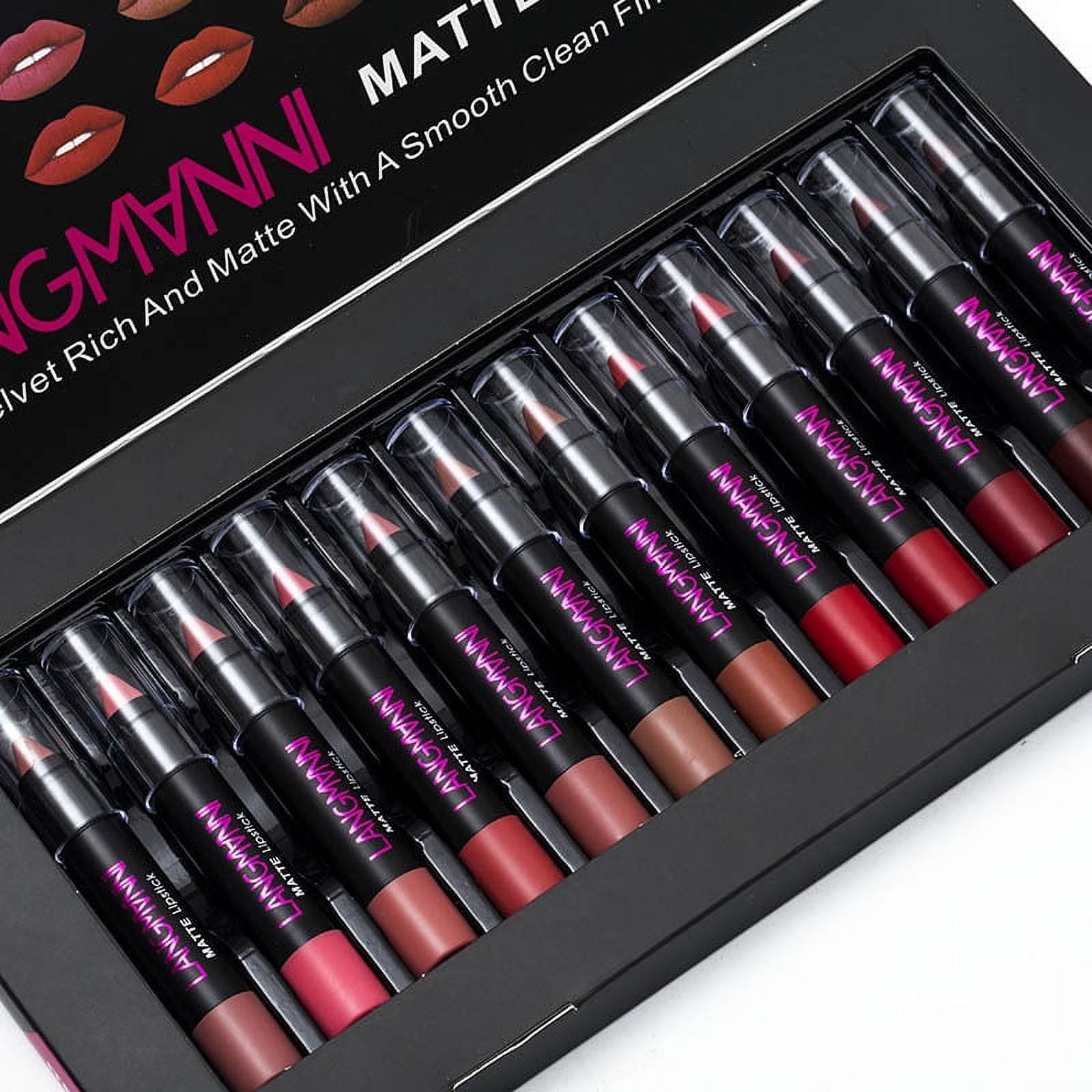 Juego de 12 labiales mate langmanni, duraderos y sin manchas, ideal ...