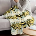 Bees Loves Fleece Throw Blanket Vintage Country Yellow Bee Plaid Dot ...