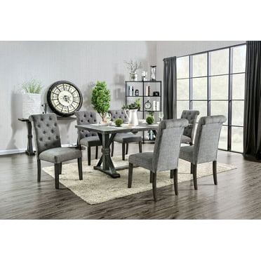 Gorgeous Gray Color Dining Room 7pc Set Dining Table w Leaf and 6x Side ...