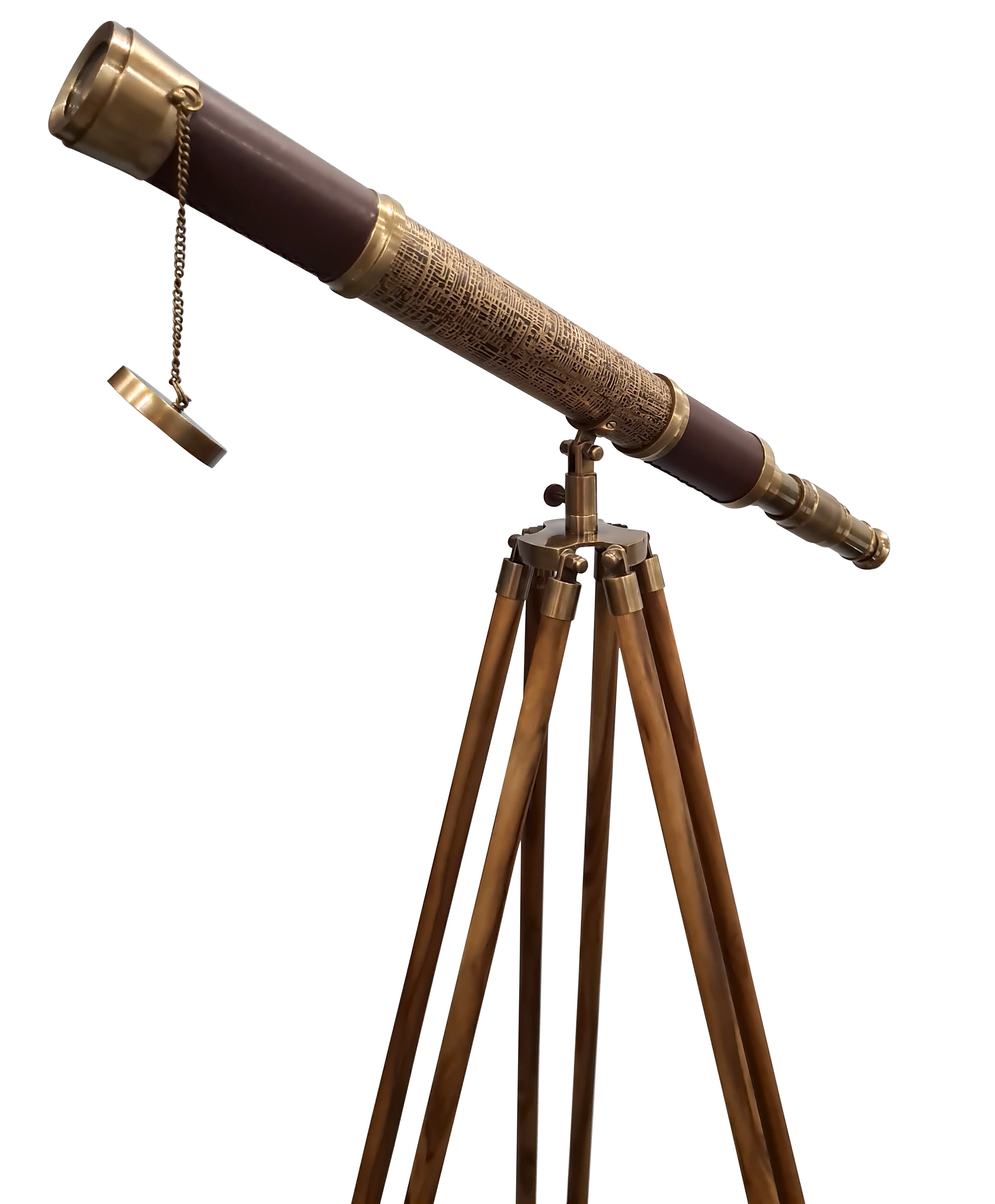 Antique Telescope Nautical Decor Wooden Adjustable Tripod Harbor Master ...