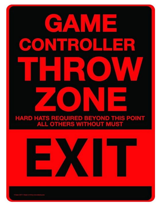 Game Controller Throw Zone Exit Red & Black 8x12-Inch Kalan Tin Metal ...