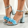 Block Heels for Women Stable Heel Elegant Flower for Confidence Walking ...
