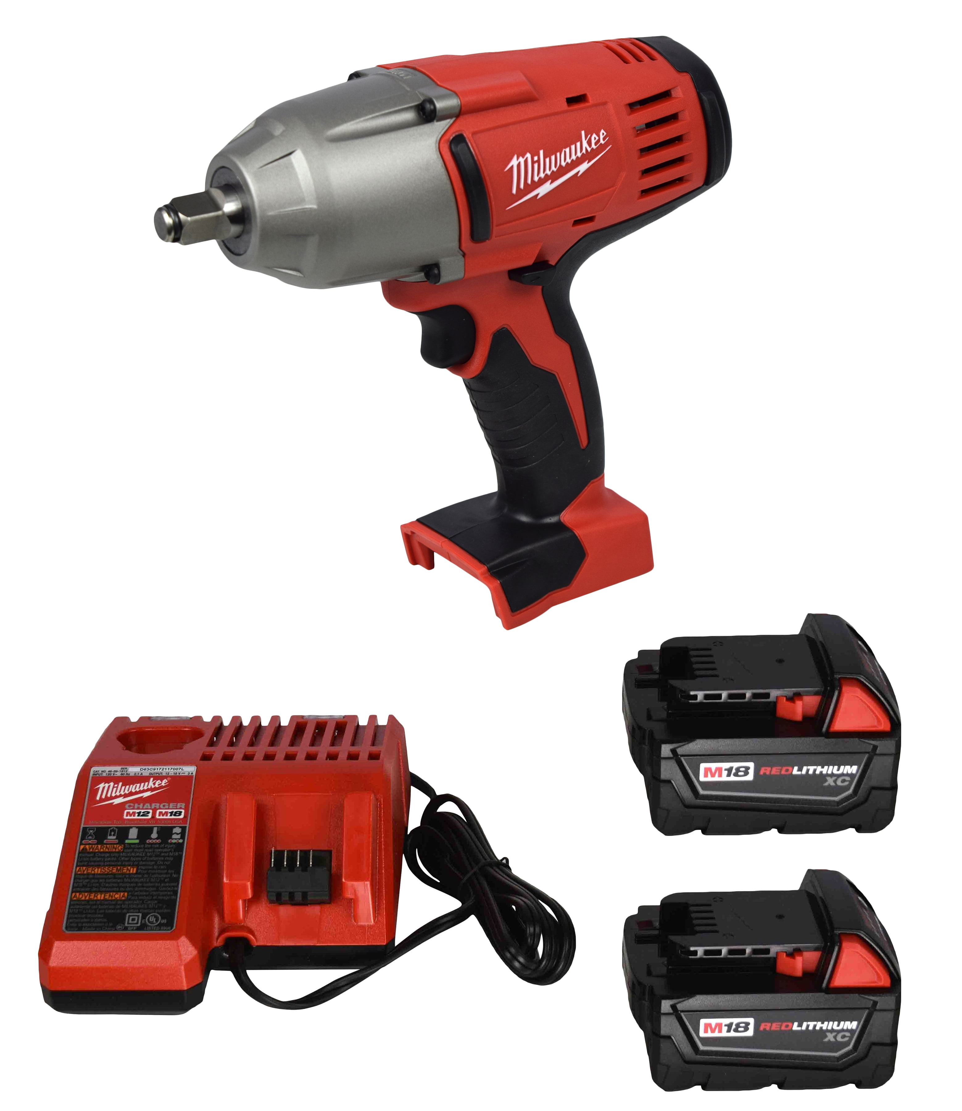 Milwaukee M18 1/2" 18V Cordless Impact Wrench 2663-20 with (2) 3Ah ...