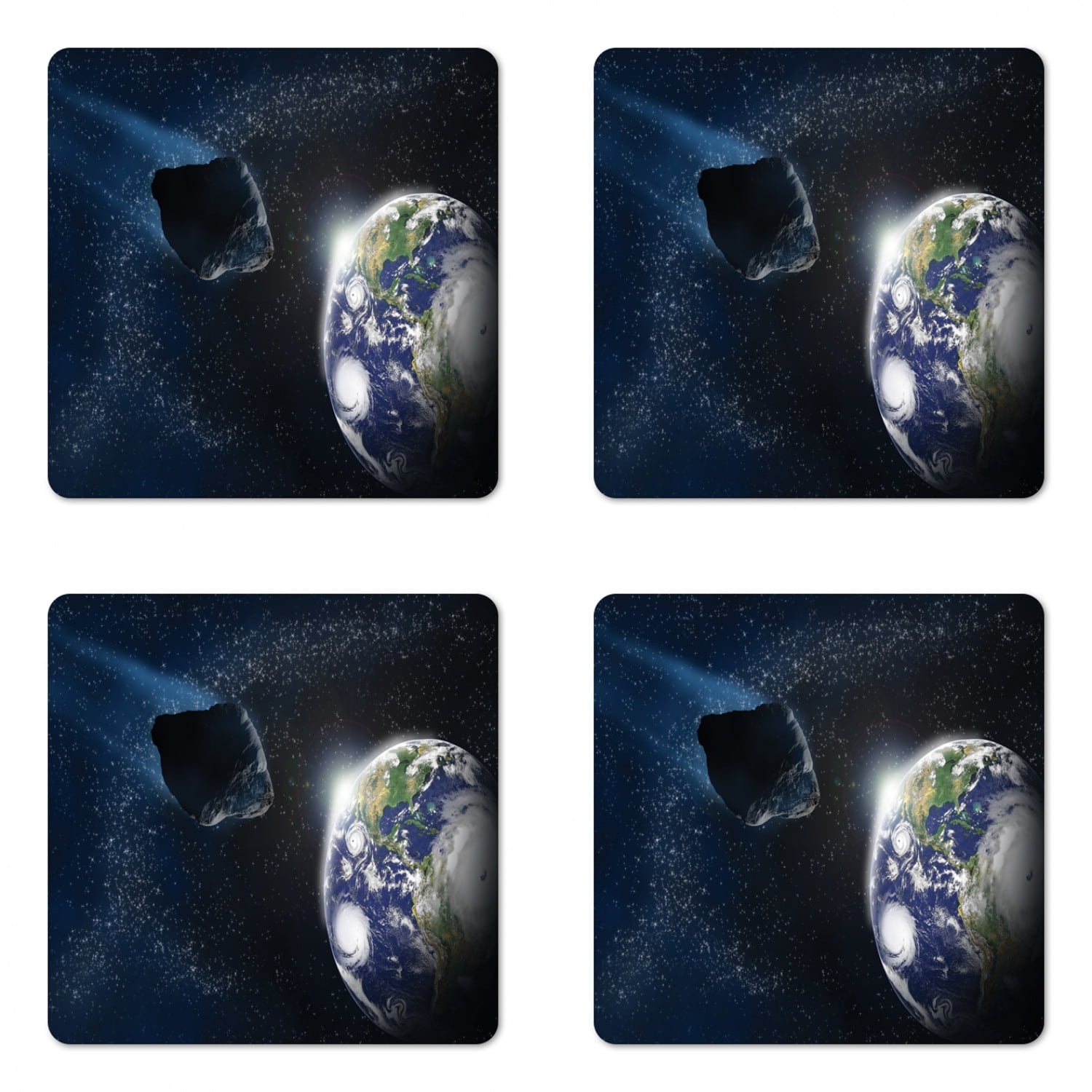 Galaxy Coaster Set of 4, Attack of the Asteroid Rocky Dark Body Comet ...