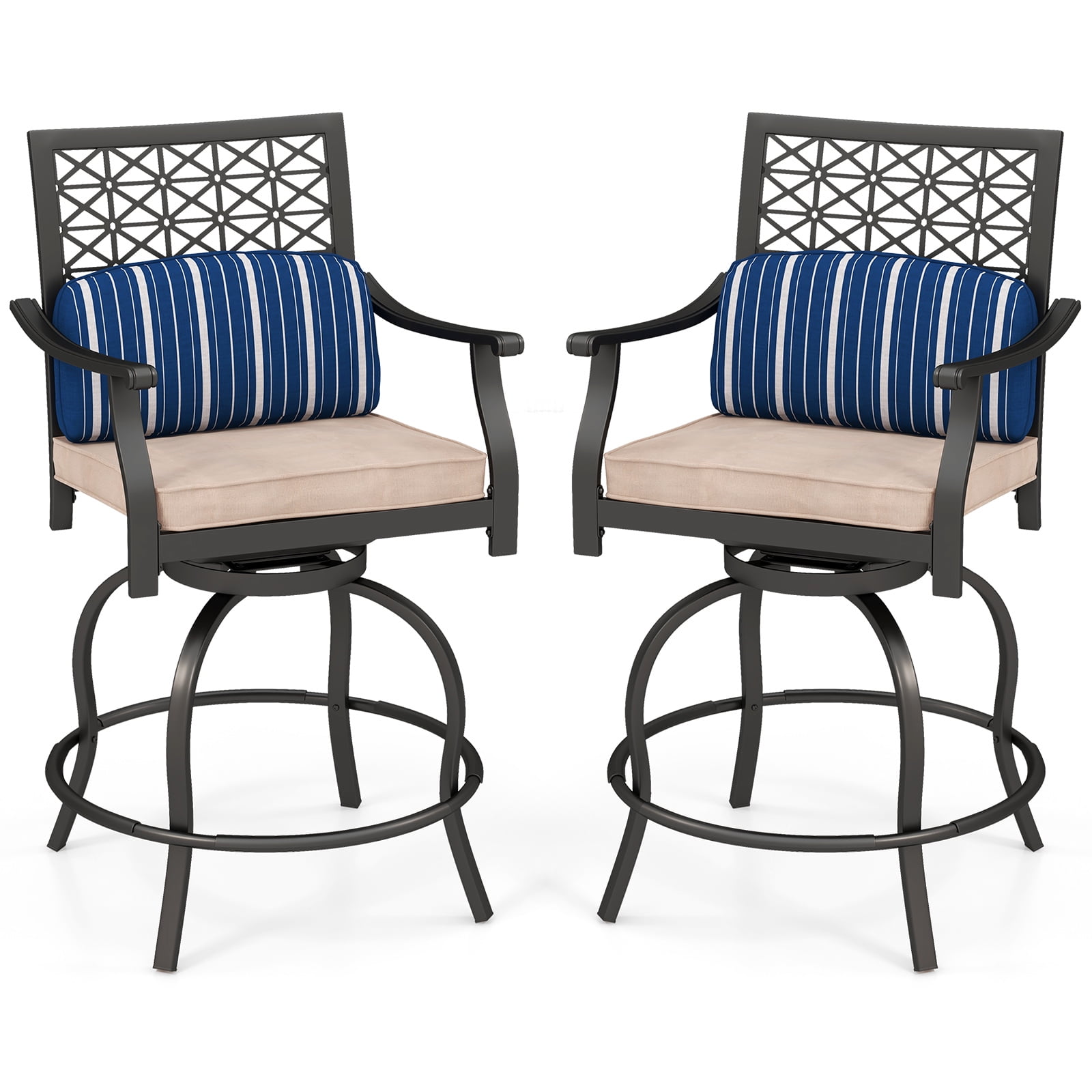 Click here for Costway Set Of 2 Patio Swivel Bar Stool Chairs Cus... prices