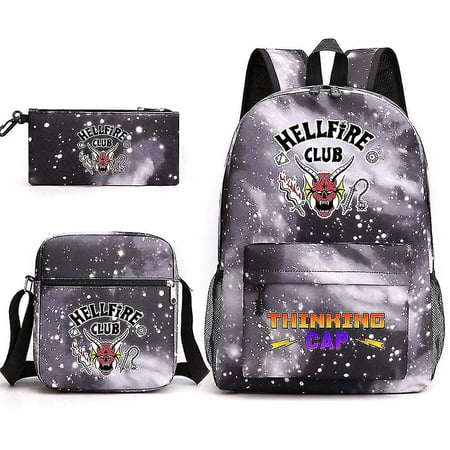 Hellfire Club Backpack Three-piece Set School BagaStar Black | Walmart ...