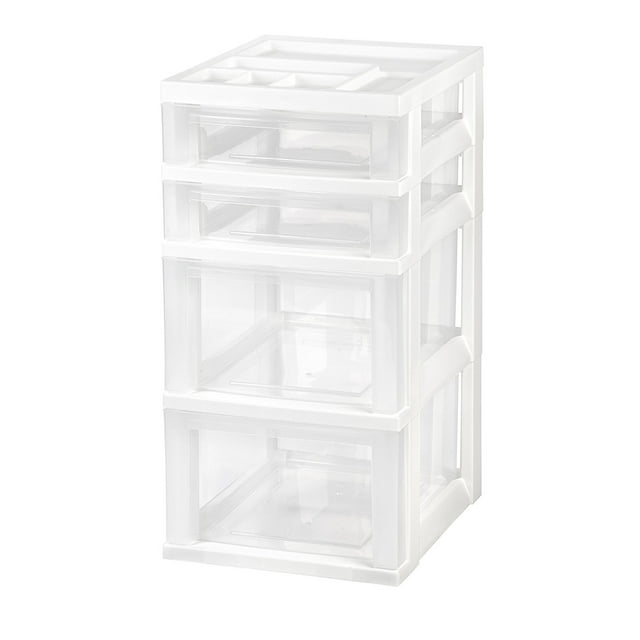 Iris 3 Drawer Storage Cart With Organizer Top Without Casters White
