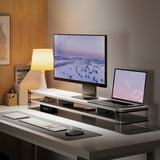 Fenge Acrylic Monitor Stand Riser, 43.1 inch Clear Dual Acrylic ...