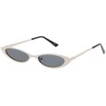 90s Small Slim Cat Eye Sunglasses Flat Metal Oval Lens 54mm Silver