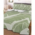 Abstract Palm Leaf Quilts Bedding Set King Size Green Tropical Plants ...